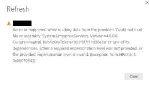 Fix Power BI refresh error: “Could not load file or assembly … or one ...
